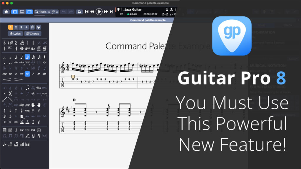 Guitar Pro 8 - Save Time Editing With The Command Palette